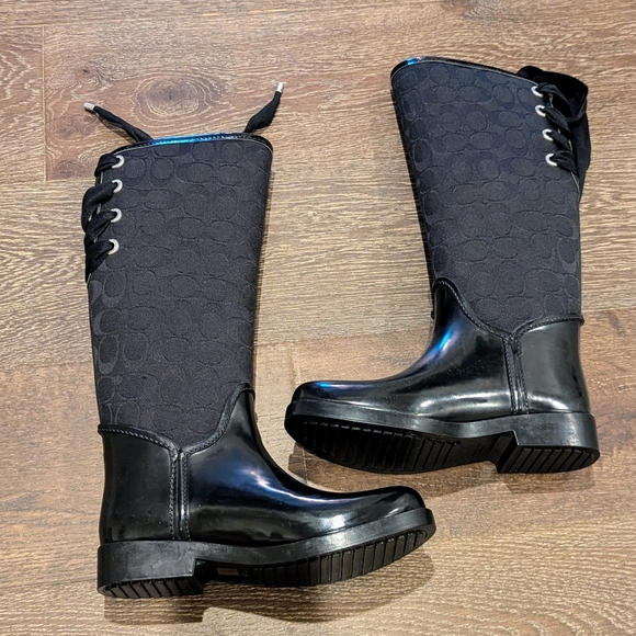 Coach | Shoes | New Coach Tristee Logo Rain Boots 7 | Poshmark